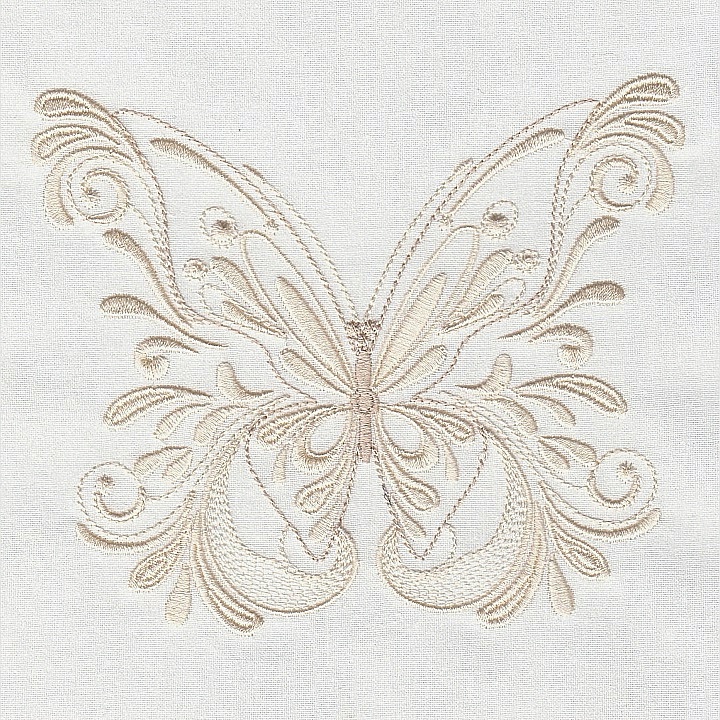 Vintage Butterfly Embroidery – Green Filigree Design