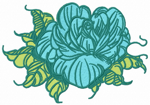 Blossoming rose embroidery design