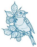 Cute European robin embroidery design