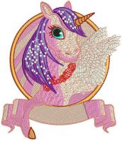 Cute baby unicorn embroidery design