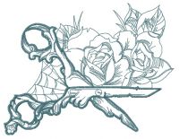 Gothic scissors embroidery design